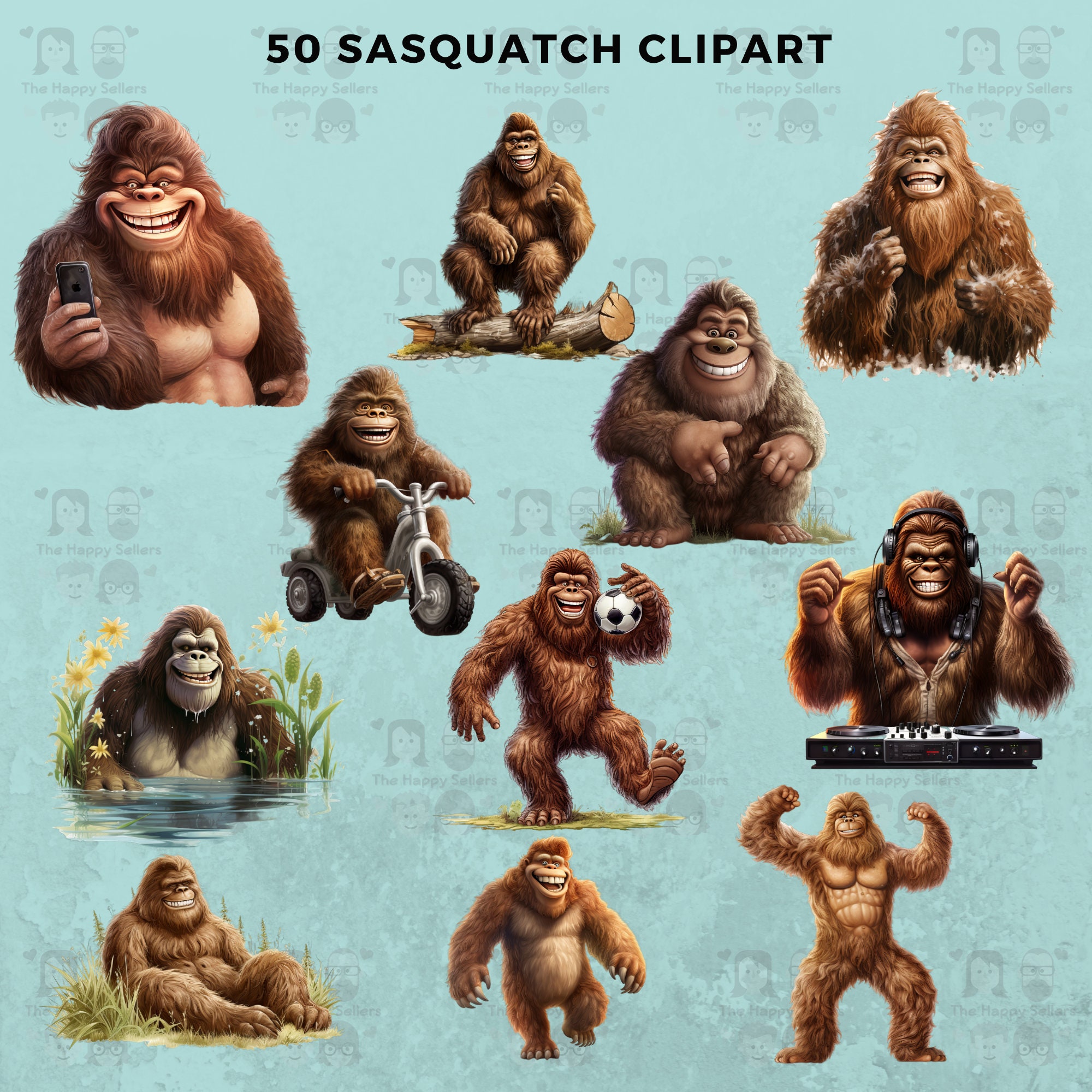 50 Sasquatch Clipart Pack INSTANT DOWNLOAD 50 Mysterious Sasquatch ...