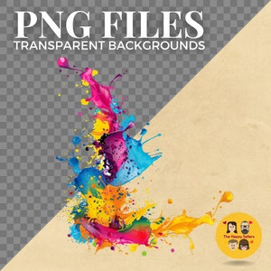 20 Color Splashes Corner Designs Clipart Pack - INSTANT DOWNLOAD, PNG ...