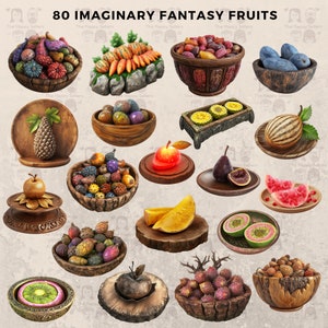 80 Imaginary Fantasy Fruits Clipart Pack INSTANT DOWNLOAD 80 Fruit ...