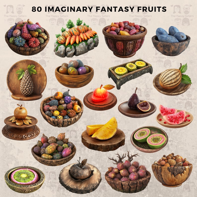 80 Imaginary Fantasy Fruits Clipart Pack INSTANT DOWNLOAD 80 Fruit ...