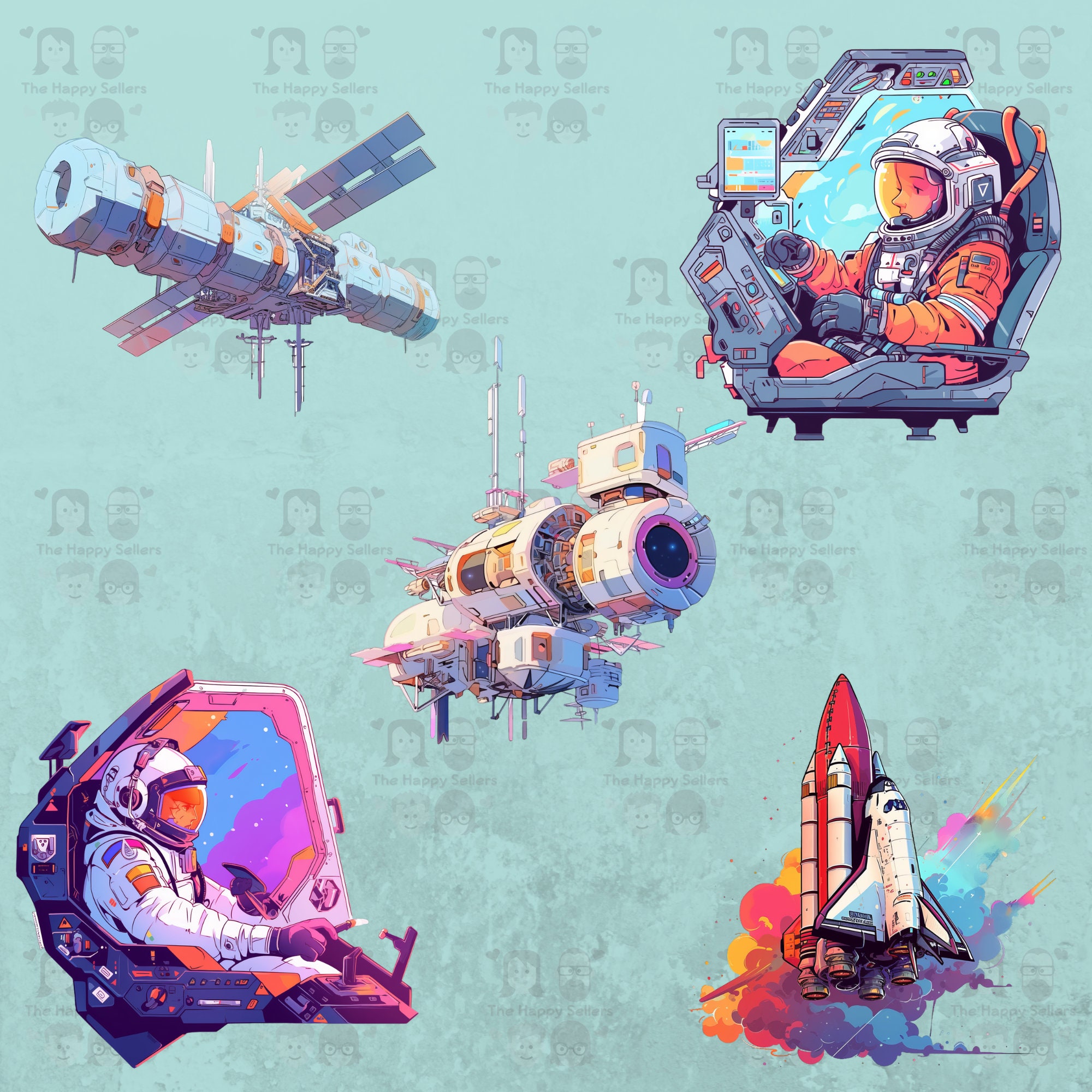 10 Space Travel Clipart Pack INSTANT DOWNLOAD 10 Cosmic Journey ...