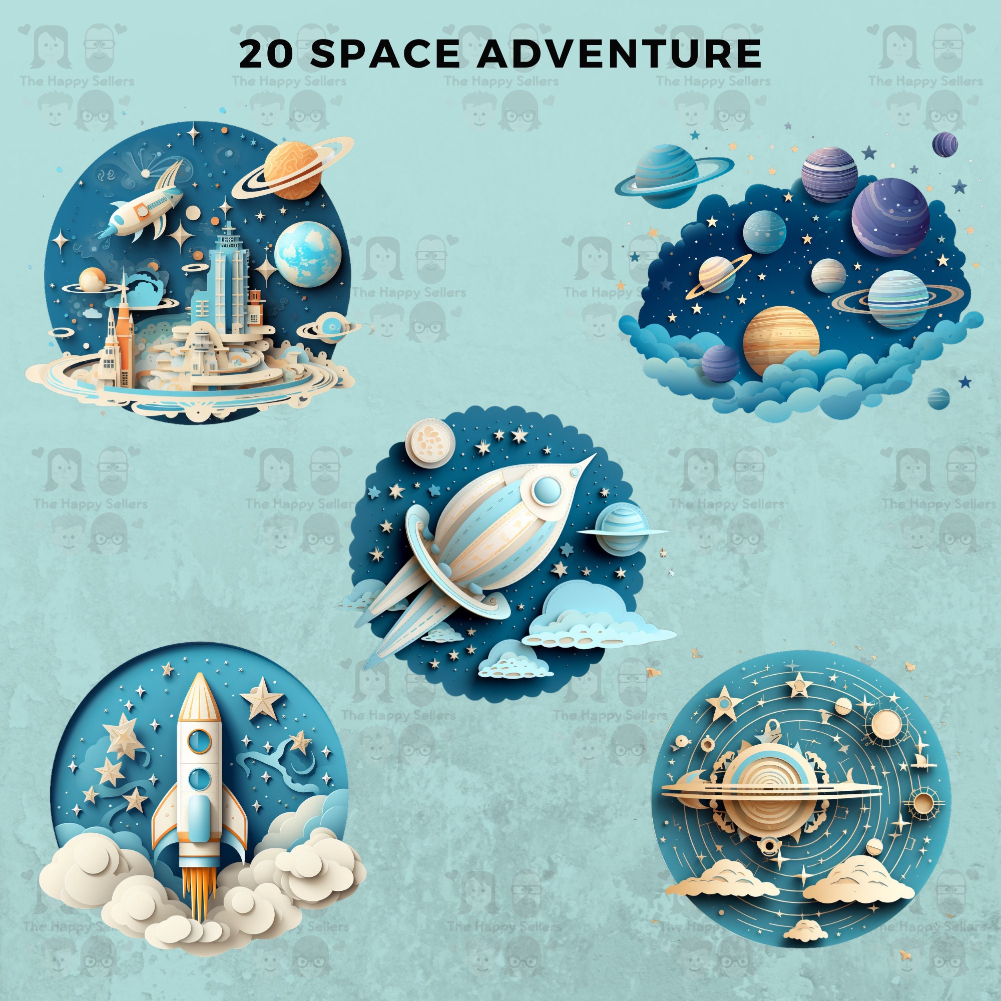 20 Space Adventure Clipart Pack INSTANT DOWNLOAD 20 Cosmic Adventure ...