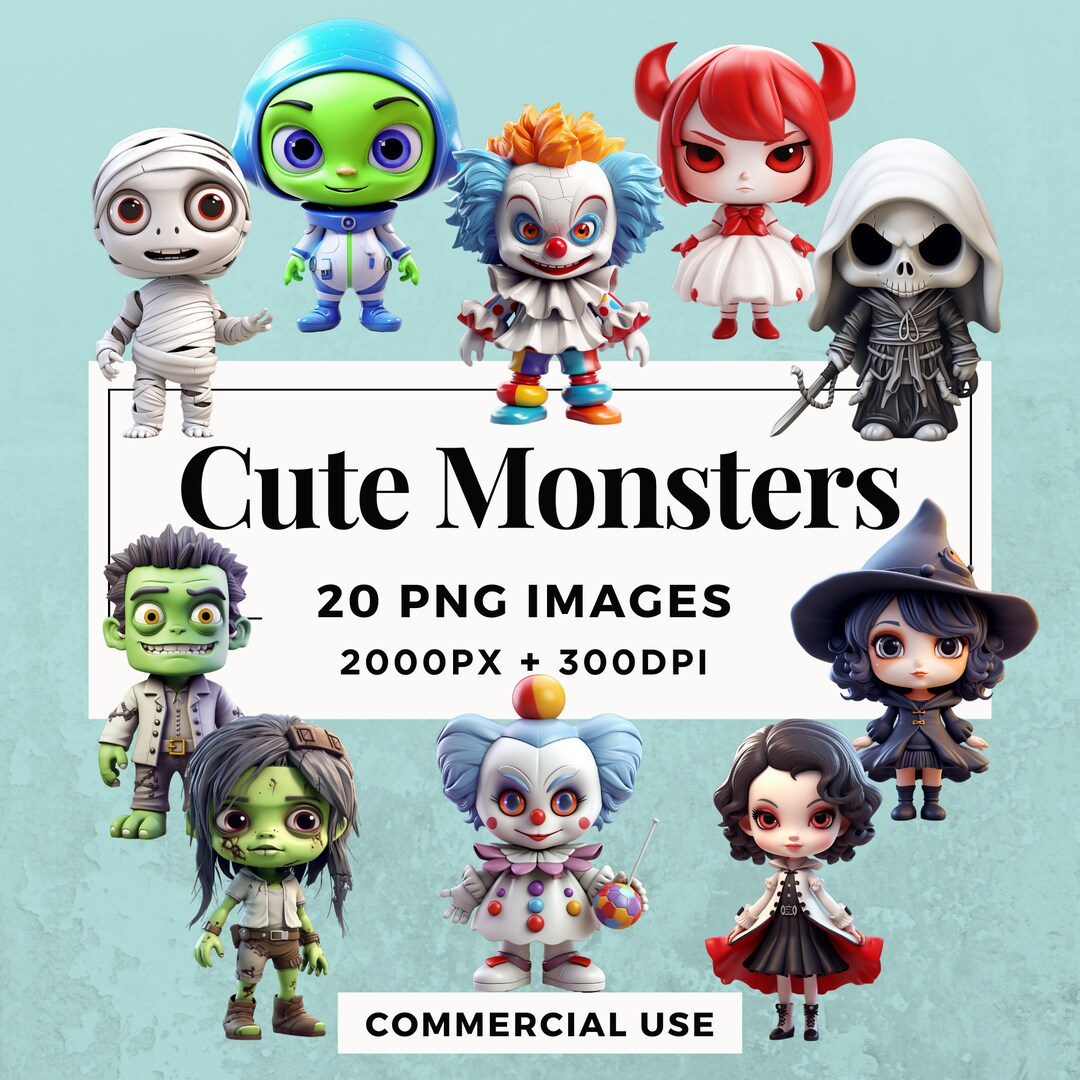 20 Cute Monsters Clipart Pack INSTANT DOWNLOAD 20 Adorable Monster ...