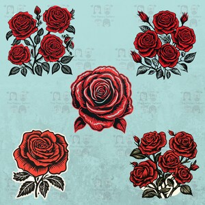 20 Linocut Roses Clipart Pack INSTANT DOWNLOAD 20 Linocut Rose ...
