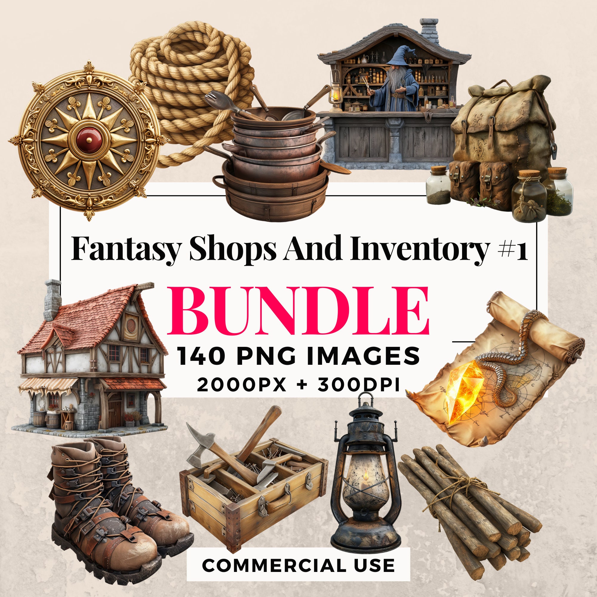 140 Fantasy Shops and Inventory Clipart Bundle #1 - Instant Download ...
