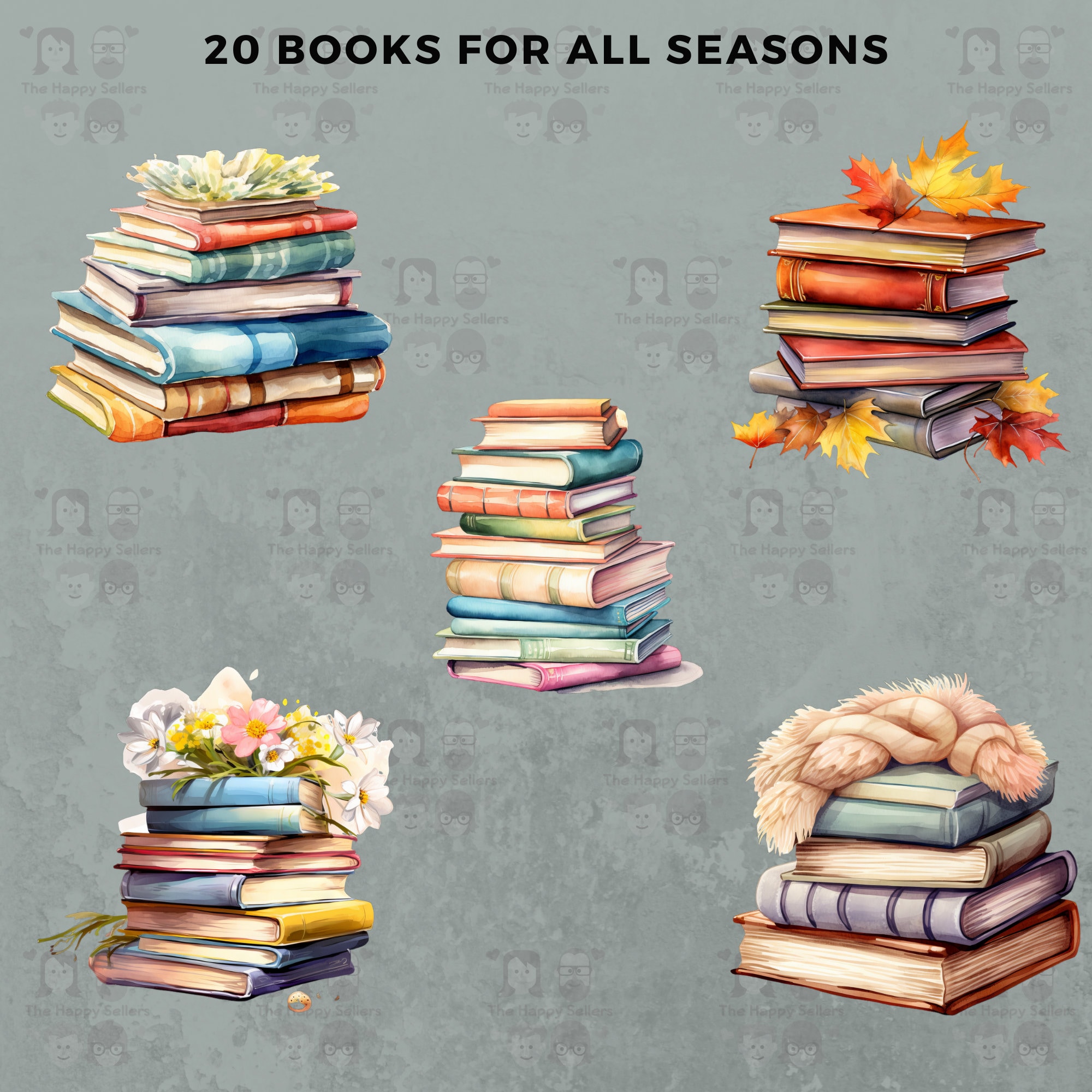 20 Books for All Seasons Clipart Pack INSTANT DOWNLOAD 20 - Etsy