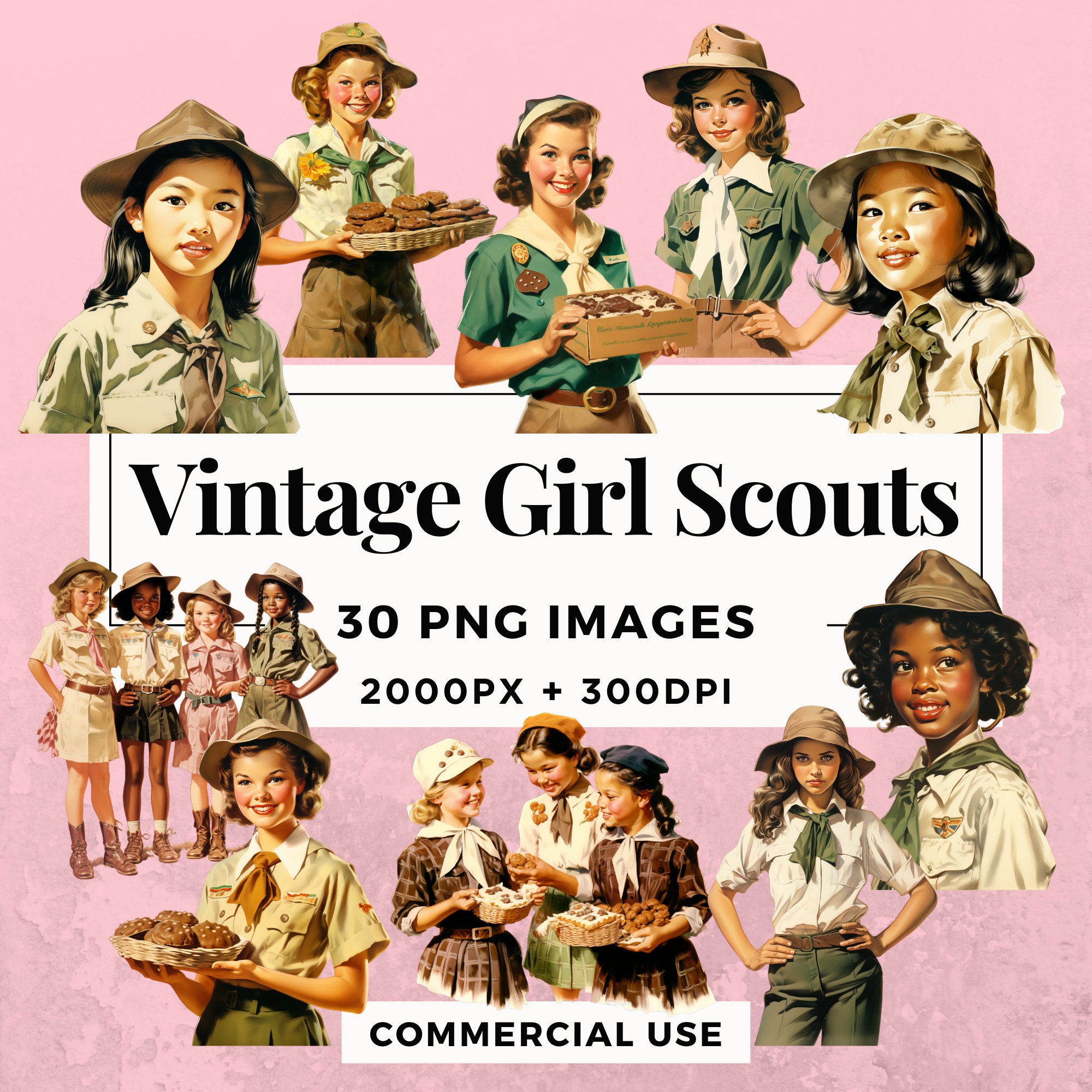 30 Vintage Girl Scouts Clipart Pack INSTANT DOWNLOAD 30 Charming Girl ...