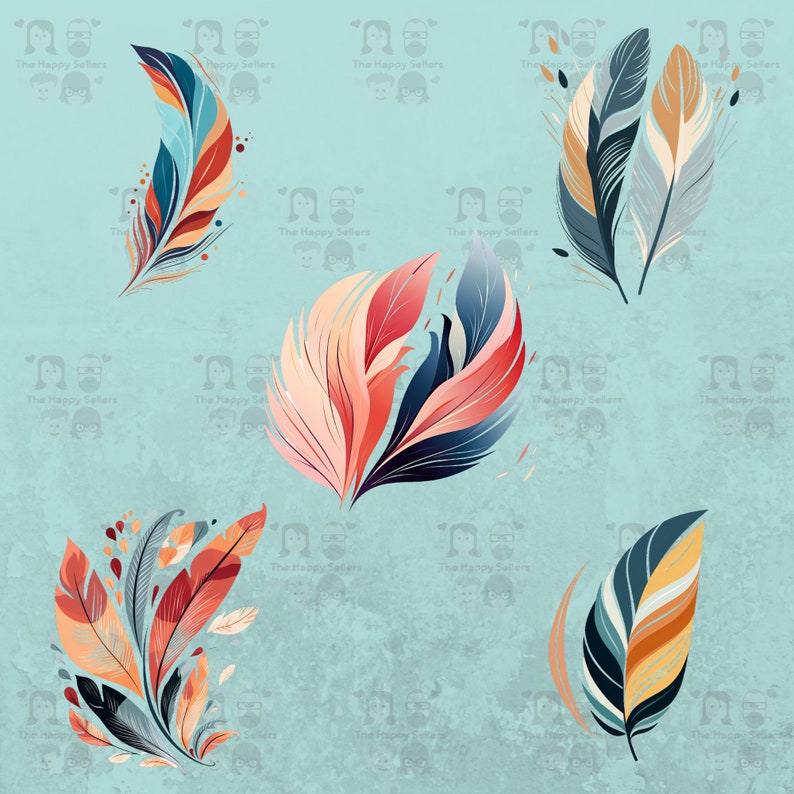 20 Boho Feather Designs Clipart Pack INSTANT DOWNLOAD 20 - Etsy