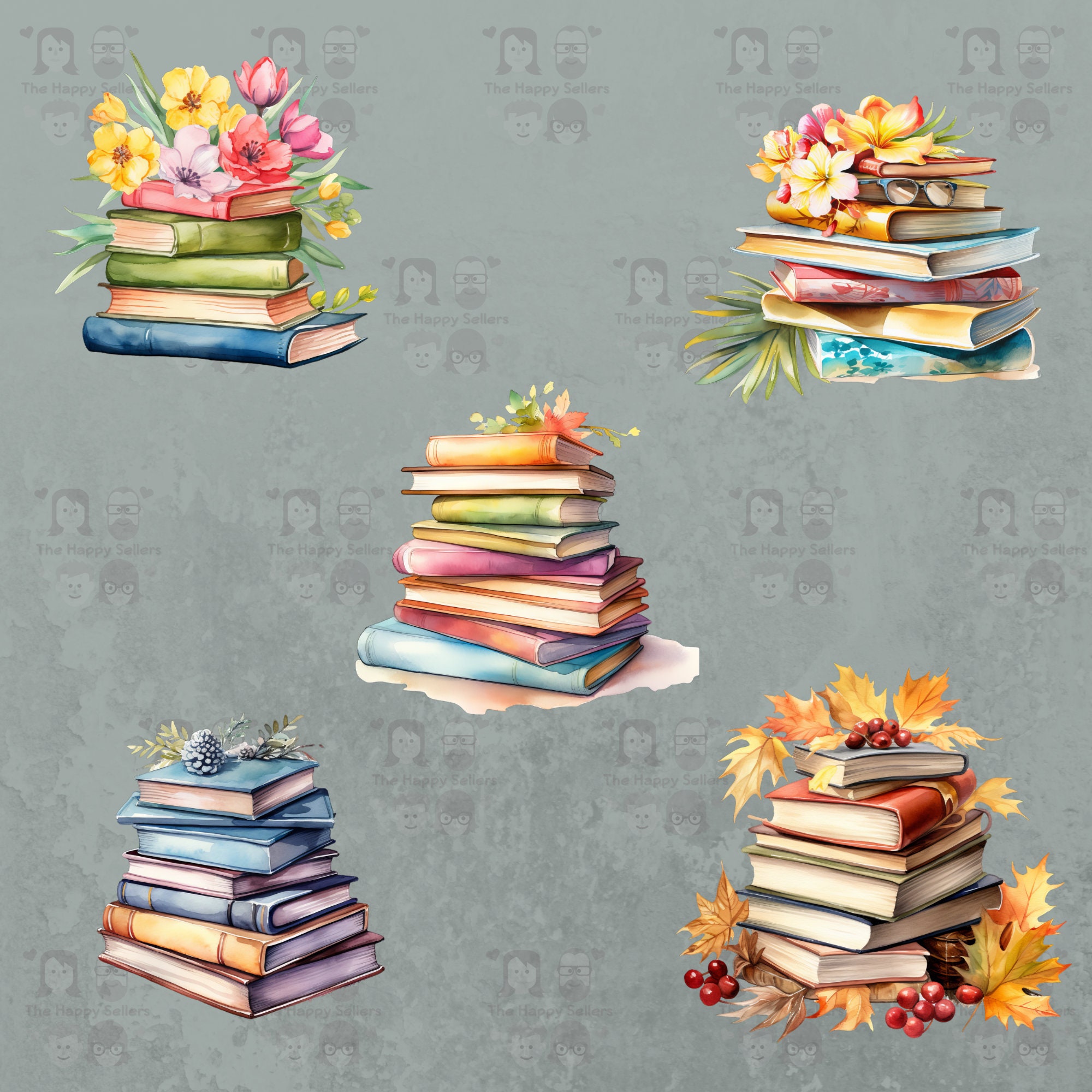 20 Books for All Seasons Clipart Pack INSTANT DOWNLOAD 20 Seasonal Book ...