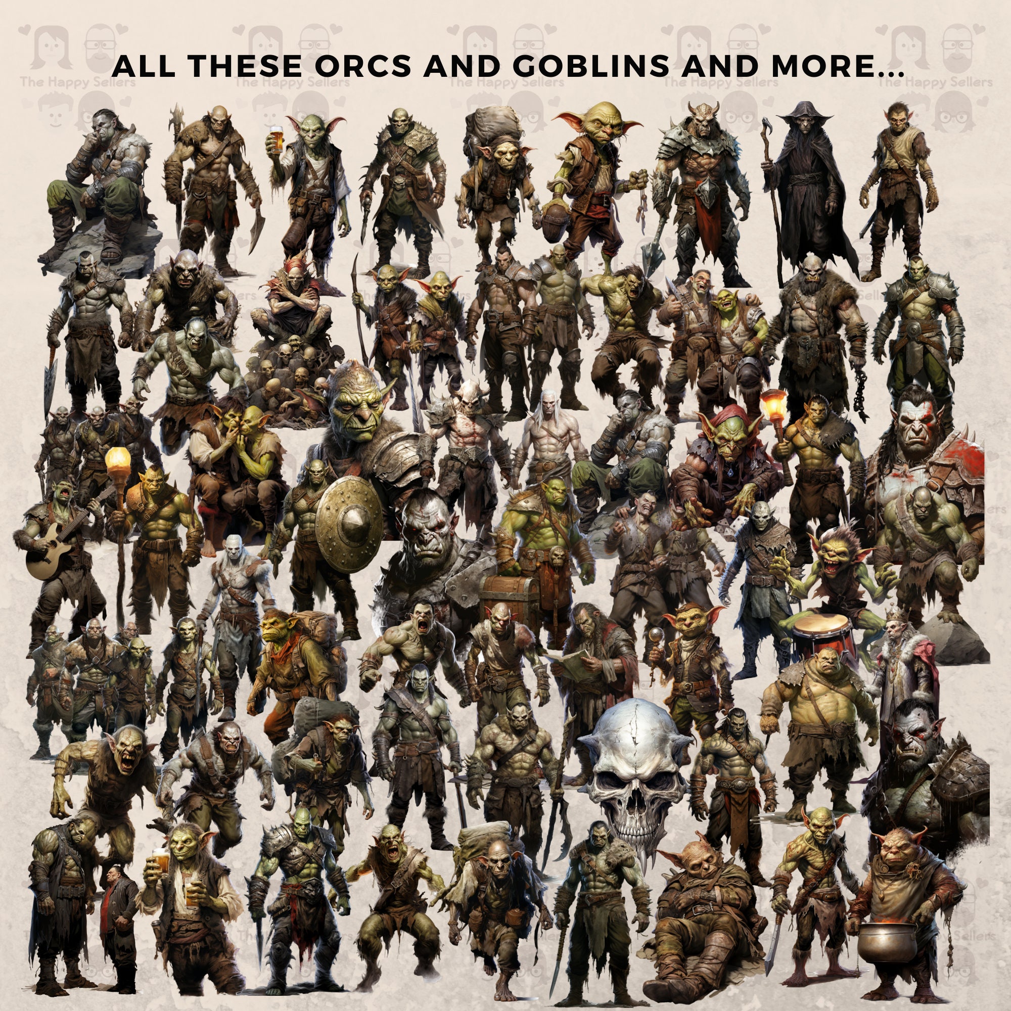 246 Orcs and Goblins Clipart Mega Bundle - Instant Download, PNG Images, Transparent Background ...