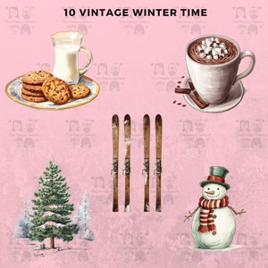 10 Vintage Winter Time Clipart Pack INSTANT DOWNLOAD 10 Winter ...