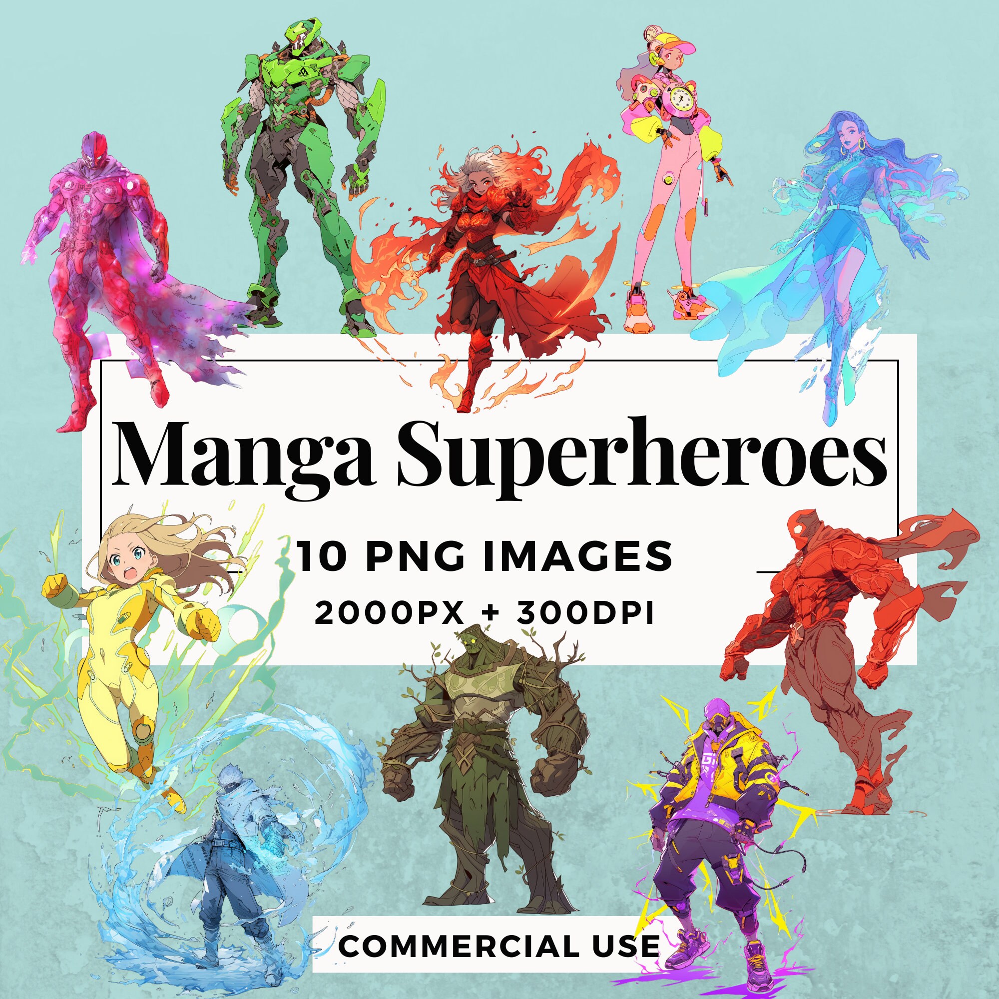 10 Manga Superheroes Clipart Pack INSTANT DOWNLOAD 10 Manga - Etsy