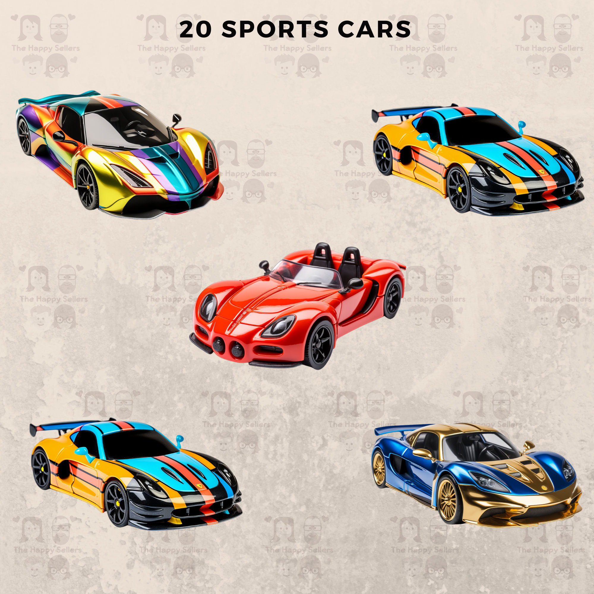 20 Sports Cars Clipart Pack INSTANT DOWNLOAD 20 Sports Car ...