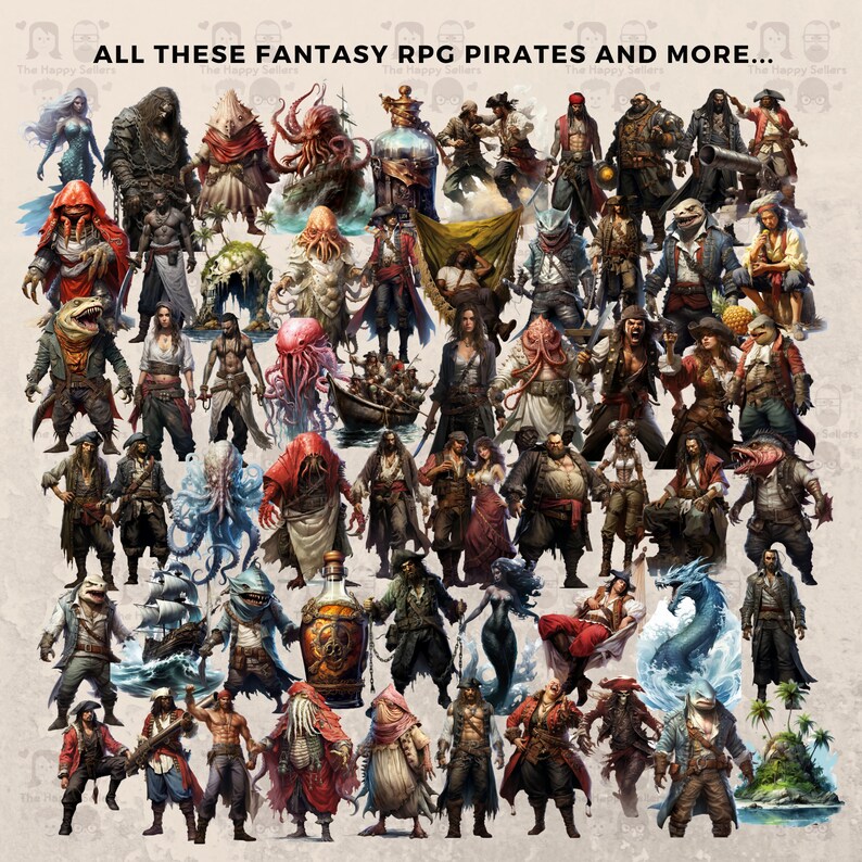 200 Fantasy RPG Pirates Clipart Bundle Instant Download, PNG Images ...