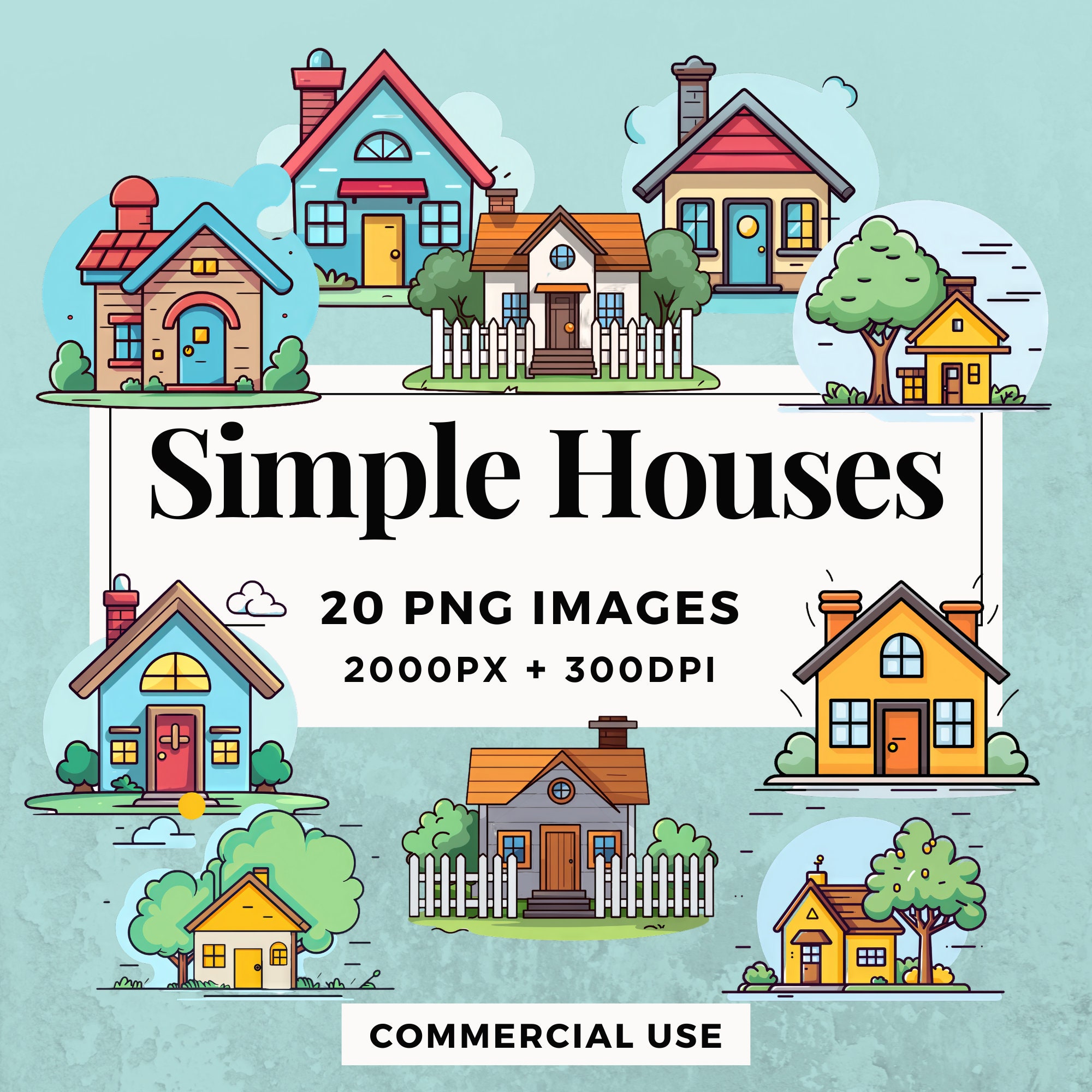 20 Simple Houses Clipart Pack INSTANT DOWNLOAD 20 Charming - Etsy