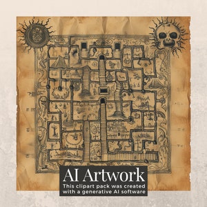 70 Fantasy Labyrinth Maps for RPG Clipart Pack INSTANT DOWNLOAD 70 ...