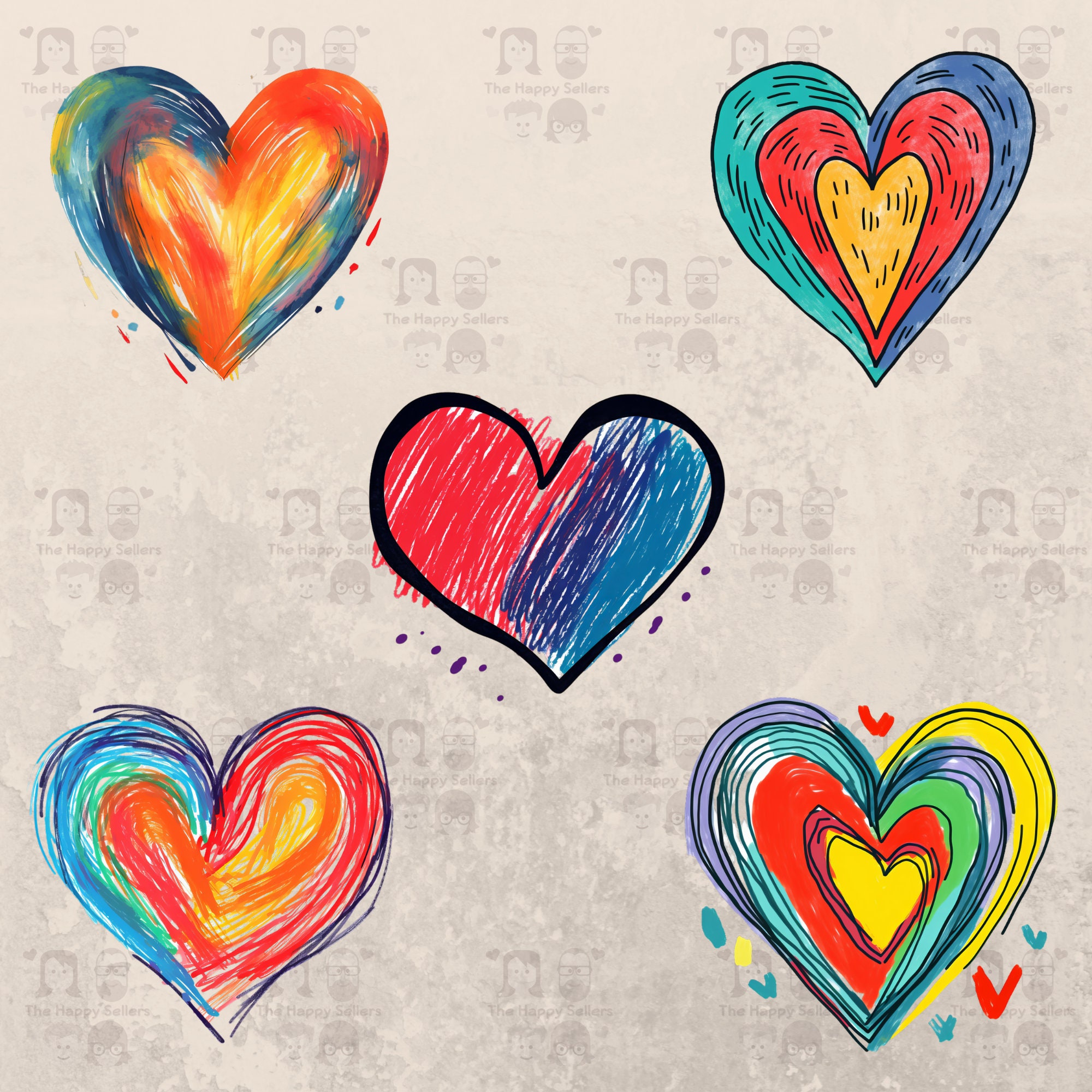 20 Heart Doodles Clipart Pack INSTANT DOWNLOAD 20 Playful Heart ...