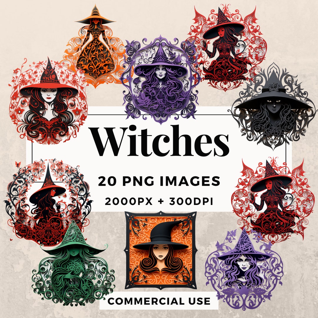 20 Witches Clipart Pack INSTANT DOWNLOAD 20 Bewitching Witch ...