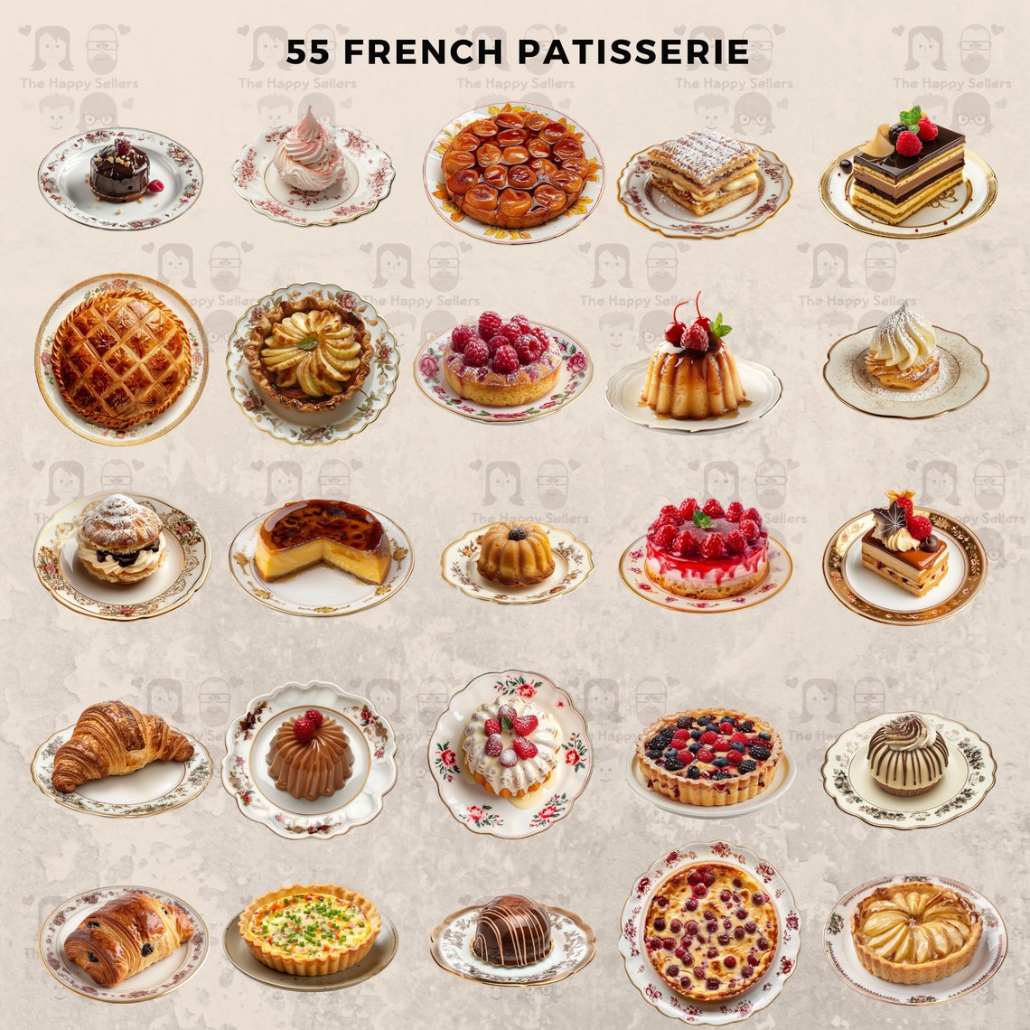 55 French Patisserie Clipart Pack INSTANT DOWNLOAD 55 French Pastry ...