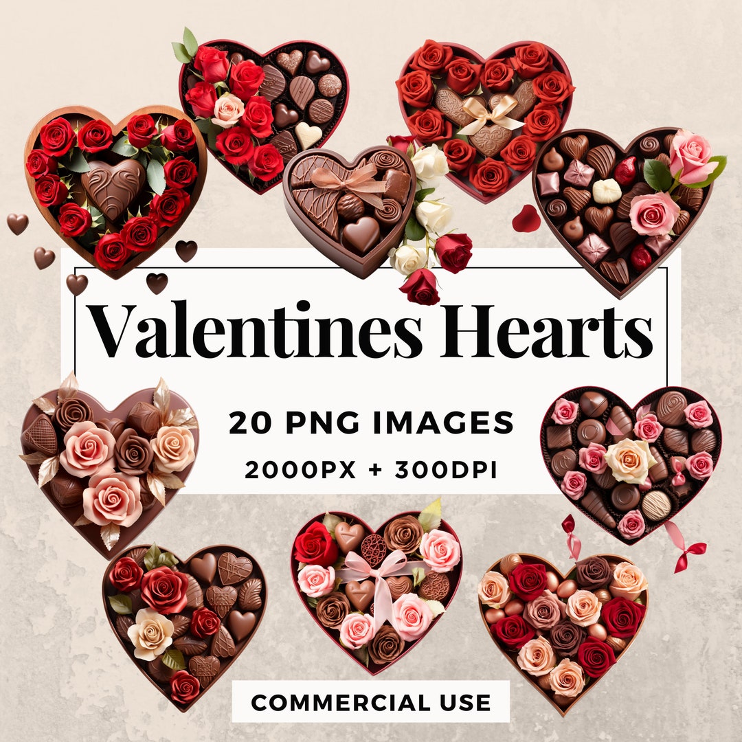 20 Valentines Hearts Clipart Pack INSTANT DOWNLOAD 20 Romantic Heart ...