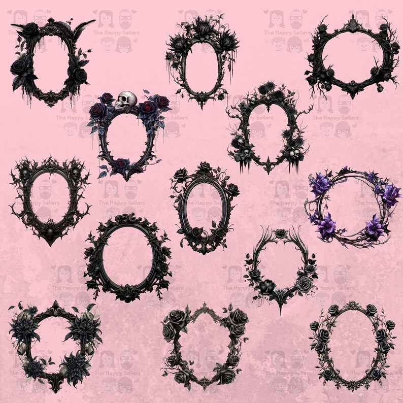 40 Vintage Gothic Frames Clipart Pack INSTANT DOWNLOAD, PNG Transparent ...