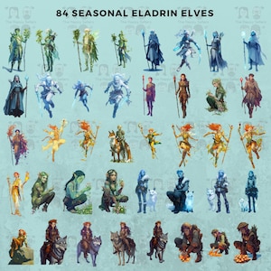 84 Seasonal Eladrin Elves Clipart Pack INSTANT DOWNLOAD 84 Fantasy Elf ...