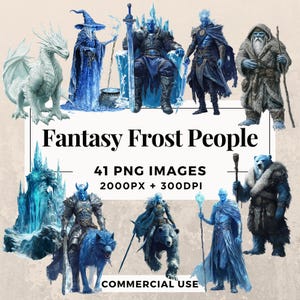 41 Fantasy Frost People Clipart Pack INSTANT DOWNLOAD 41 Ice-themed ...
