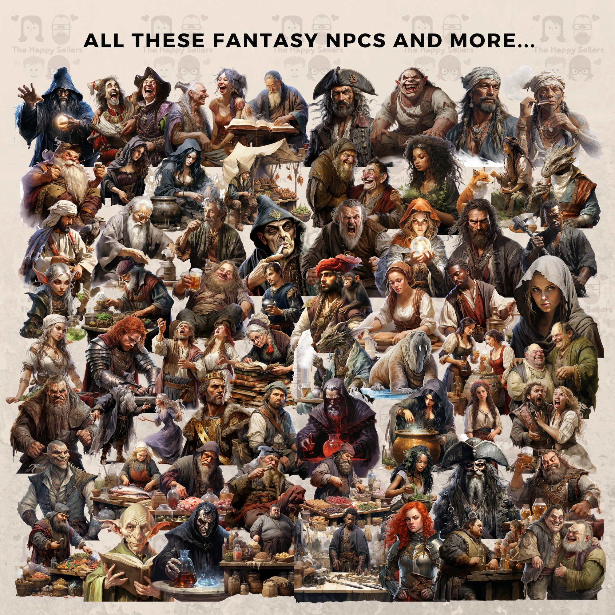 140 Fantasy Npcs Clipart Bundle 1 Instant Download - Etsy