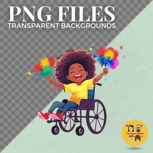 30 Kids in Wheelchairs Clipart Pack - INSTANT DOWNLOAD, PNG Transparent ...