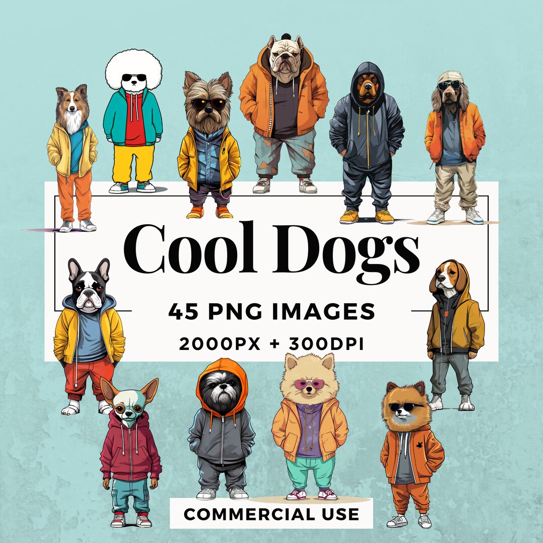 45 Cool Dogs Clipart Pack INSTANT DOWNLOAD 45 Adorable Illustrations of ...