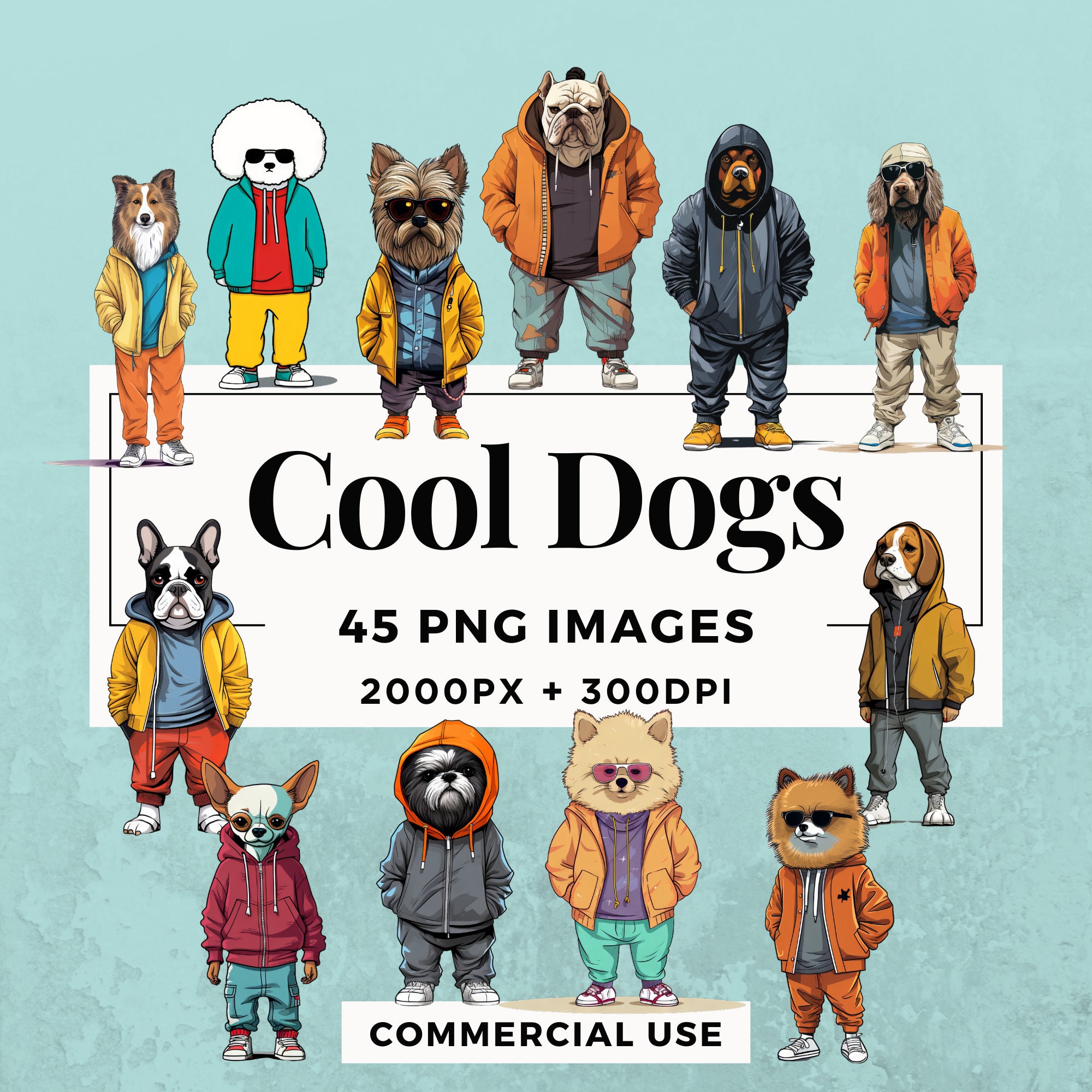 45 Cool Dogs Clipart Pack INSTANT DOWNLOAD 45 Adorable Illustrations of ...