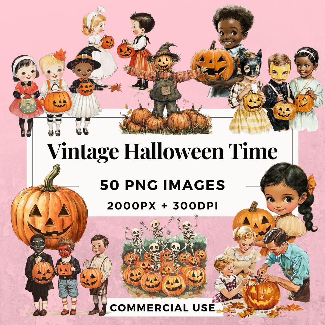 50 Vintage Halloween Time Clipart Pack INSTANT DOWNLOAD 50 Spooky ...