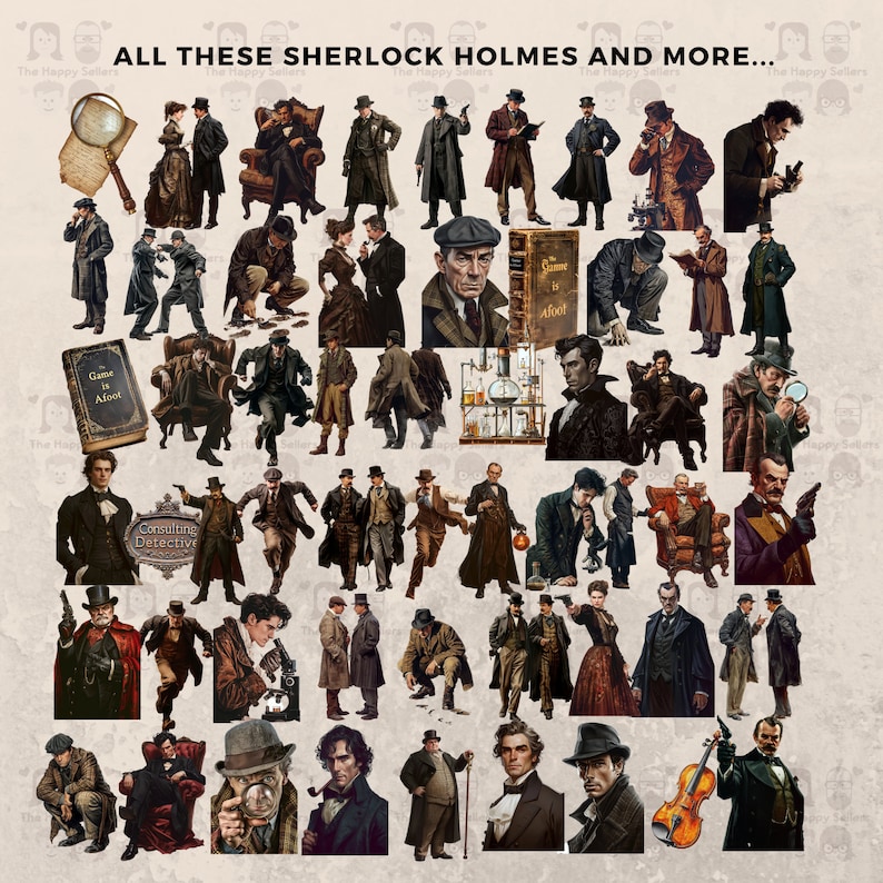 128 Sherlock Holmes Clipart Bundle Instant Download, Detective ...