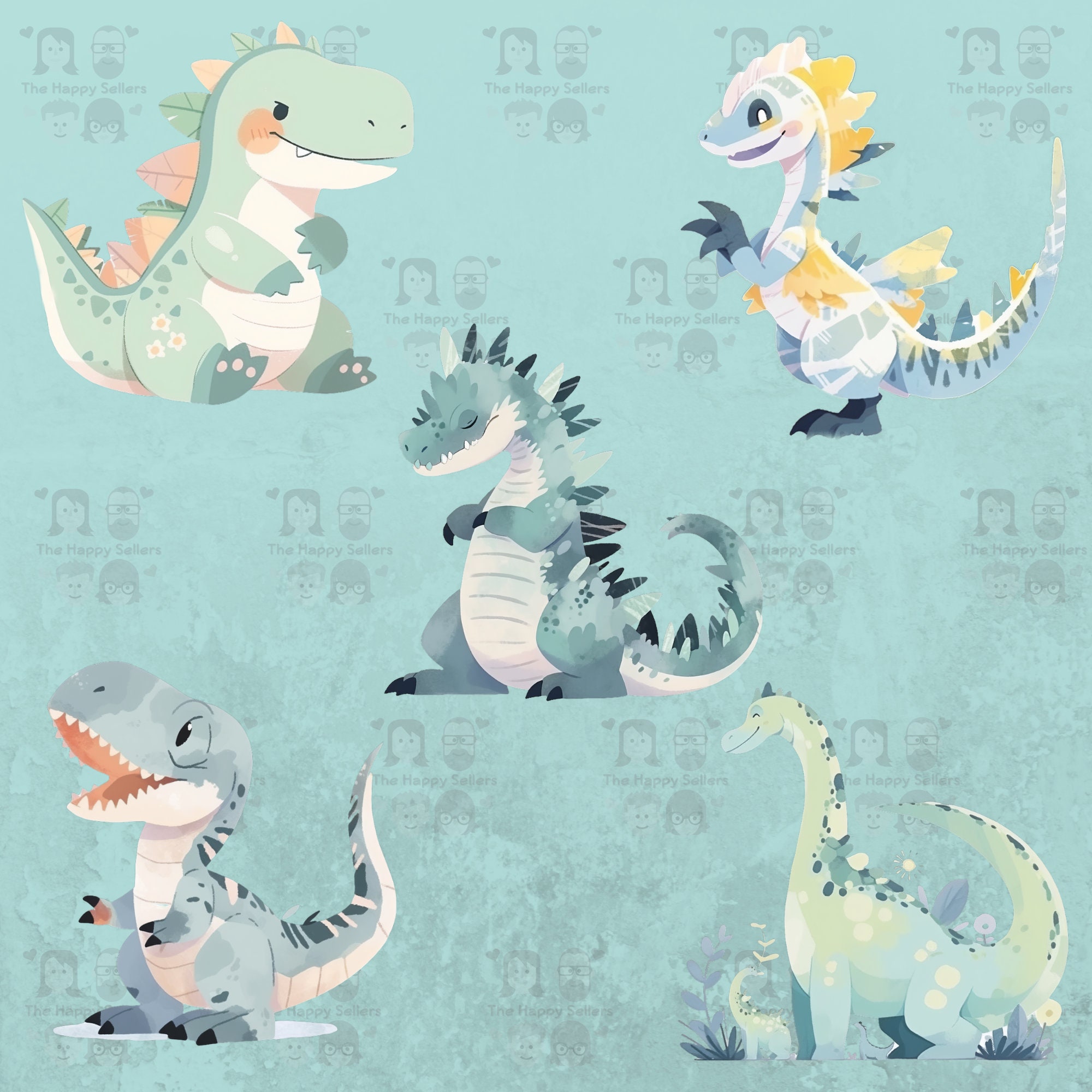 10 Cute Dinosaurs Clipart Pack INSTANT DOWNLOAD 10 Dinosaur - Etsy