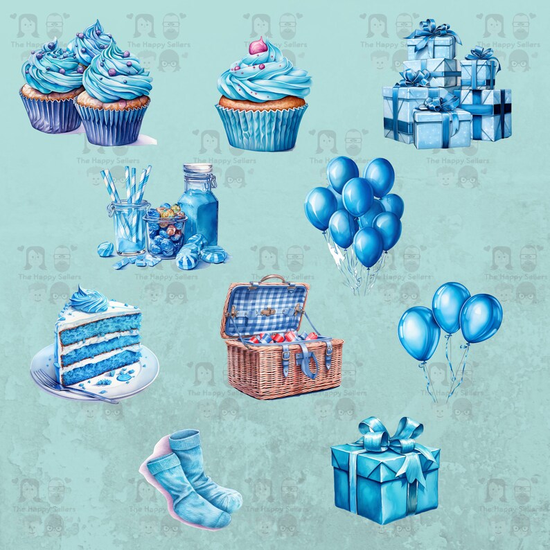 40 Blue Baby Birthday Clipart Pack INSTANT DOWNLOAD 40 Blue Baby ...