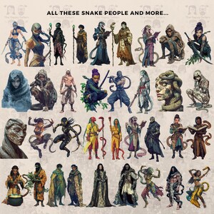 118 Snake People Fantasy Clipart Bundle - Instant Download, PNG Images ...