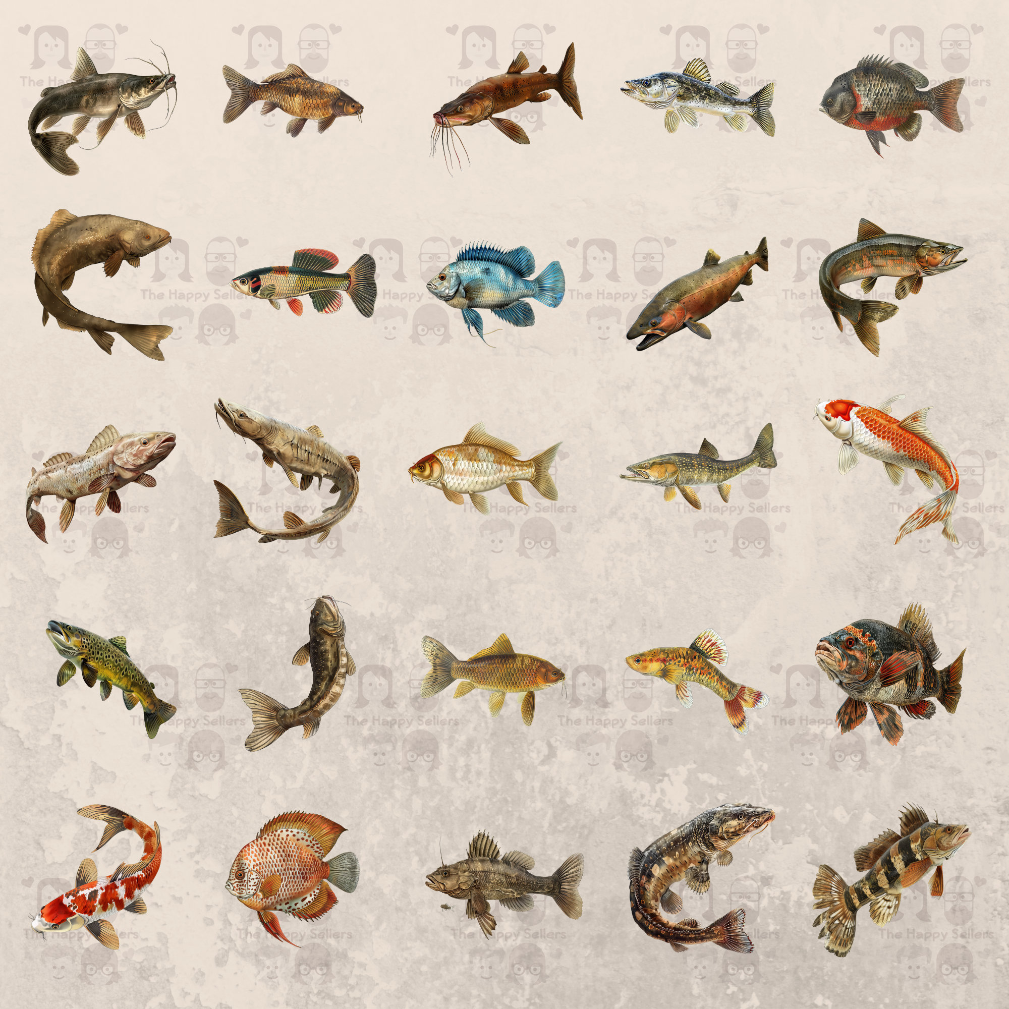 70 Freshwater Fish Clipart Pack INSTANT DOWNLOAD 70 Colorful Fish ...