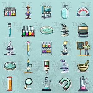 70 Science Class Clipart Pack INSTANT DOWNLOAD 70 Fun Science-themed ...