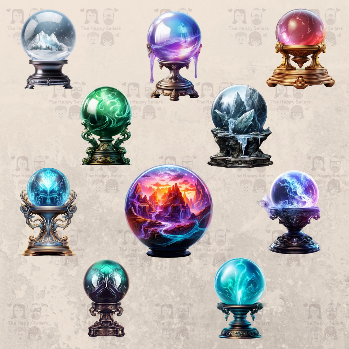 40 Magic Crystal Balls Clipart Pack INSTANT DOWNLOAD 40 Crystal Ball ...