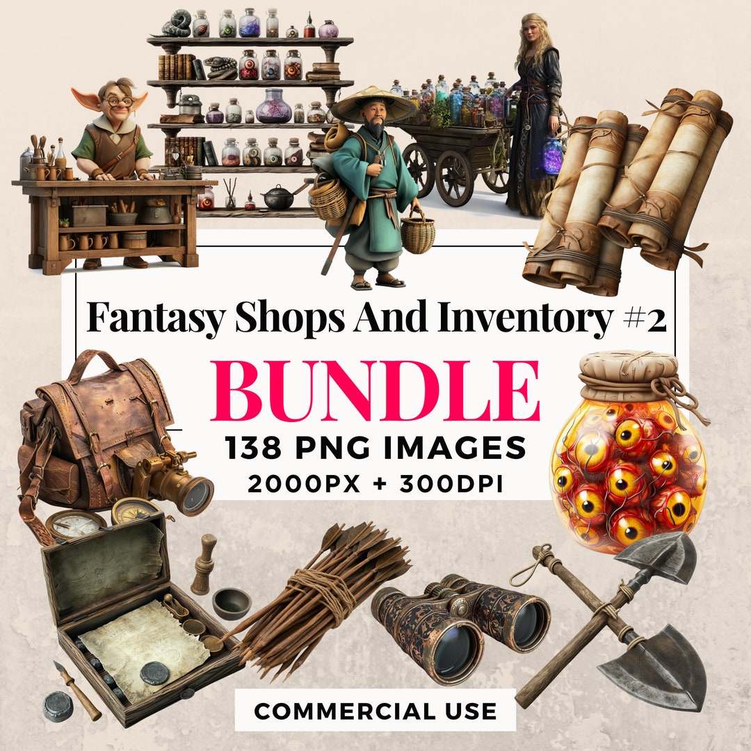 138 Fantasy Shops and Inventory Clipart Bundle #2 - Instant Download ...