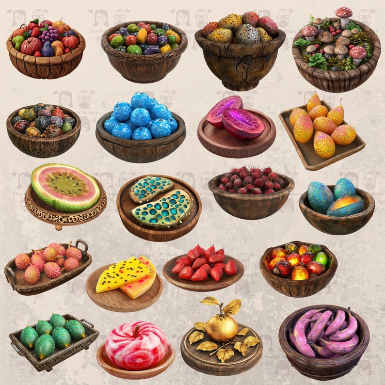 80 Imaginary Fantasy Fruits Clipart Pack INSTANT DOWNLOAD 80 Fruit ...