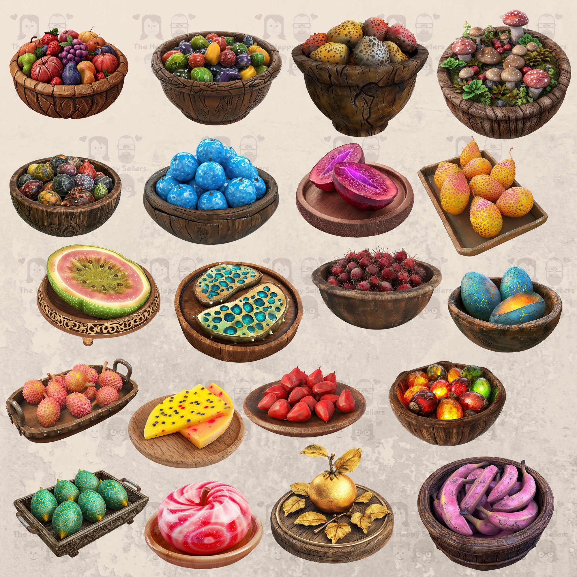 80 Imaginary Fantasy Fruits Clipart Pack INSTANT DOWNLOAD 80 Fruit ...