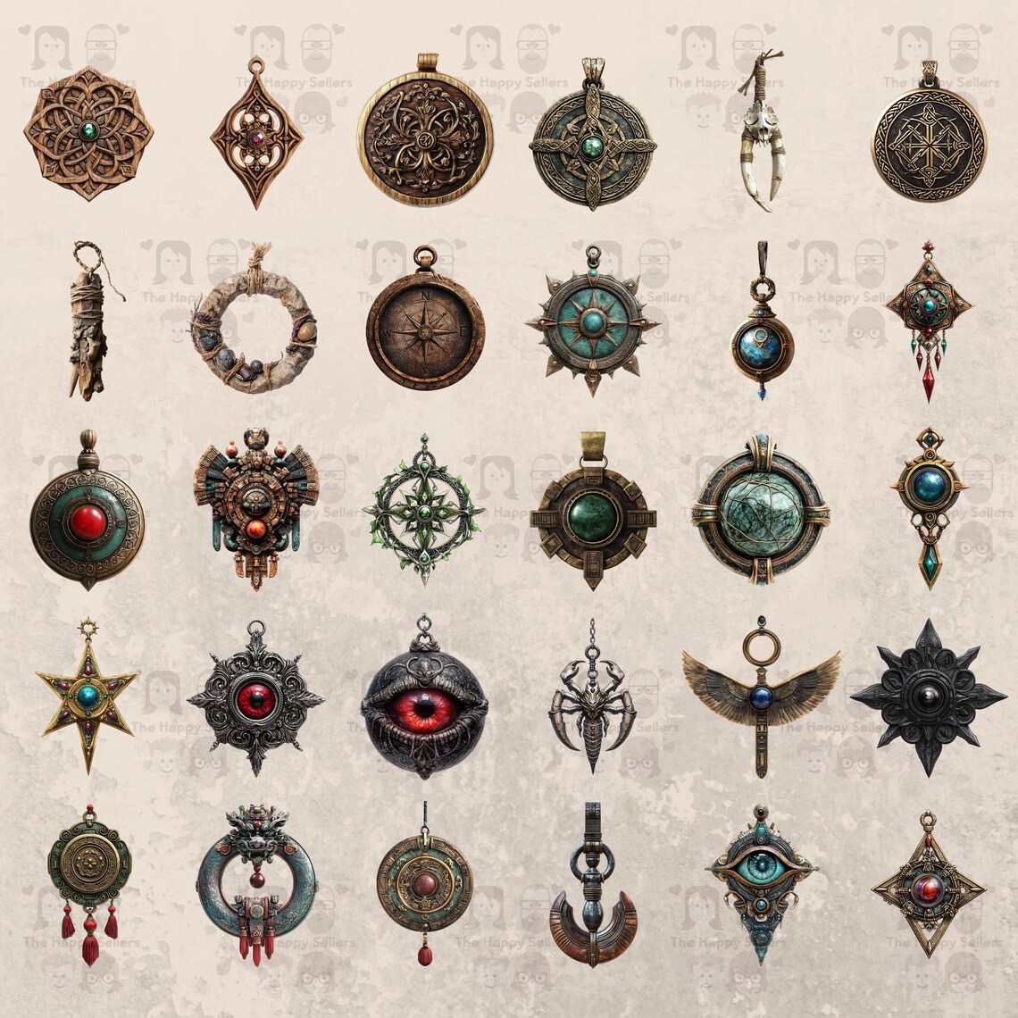 55 Fantasy Amulets Clipart Pack INSTANT DOWNLOAD 55 Mystical Pendant ...