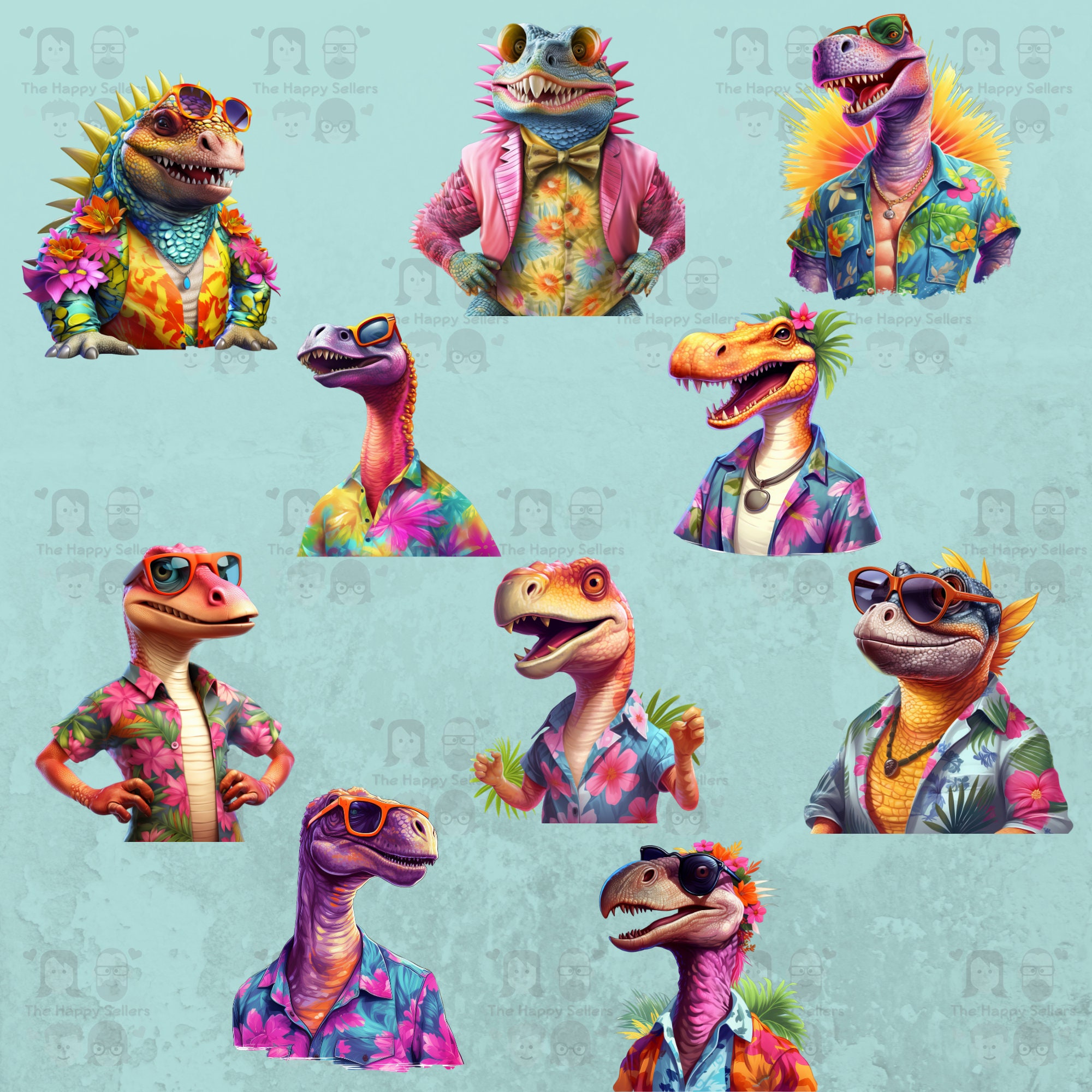 40 Dinosaur Bros Clipart Pack INSTANT DOWNLOAD Playful Dinosaur ...