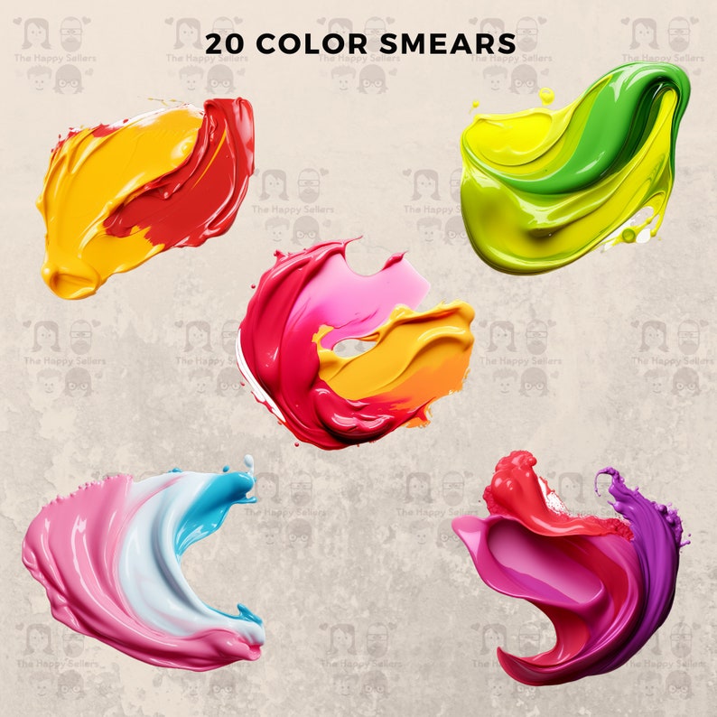 20 Color Smears Clipart Pack INSTANT DOWNLOAD 20 Vivid Color Smear ...