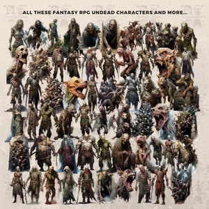 128 Fantasy RPG Undead Characters Clipart Bundle - Instant Download ...