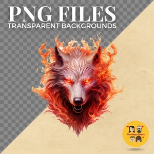 10 Fire Wolves Clipart Pack INSTANT DOWNLOAD 10 Fierce Fire Wolf ...