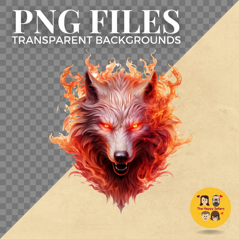 10 Fire Wolves Clipart Pack INSTANT DOWNLOAD 10 Fierce Fire Wolf ...