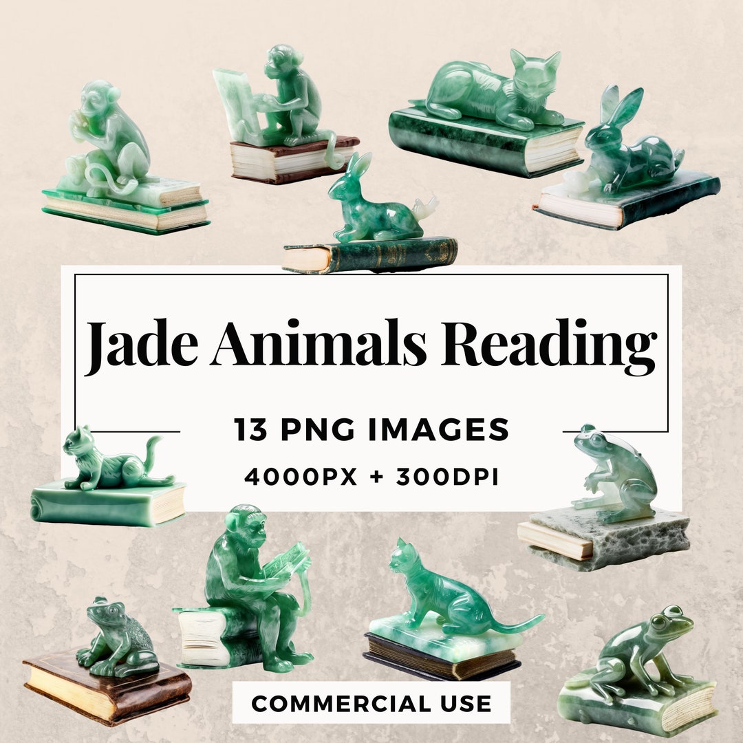 13 Jade Animals Reading Clipart Pack INSTANT DOWNLOAD Jade Drawings ...