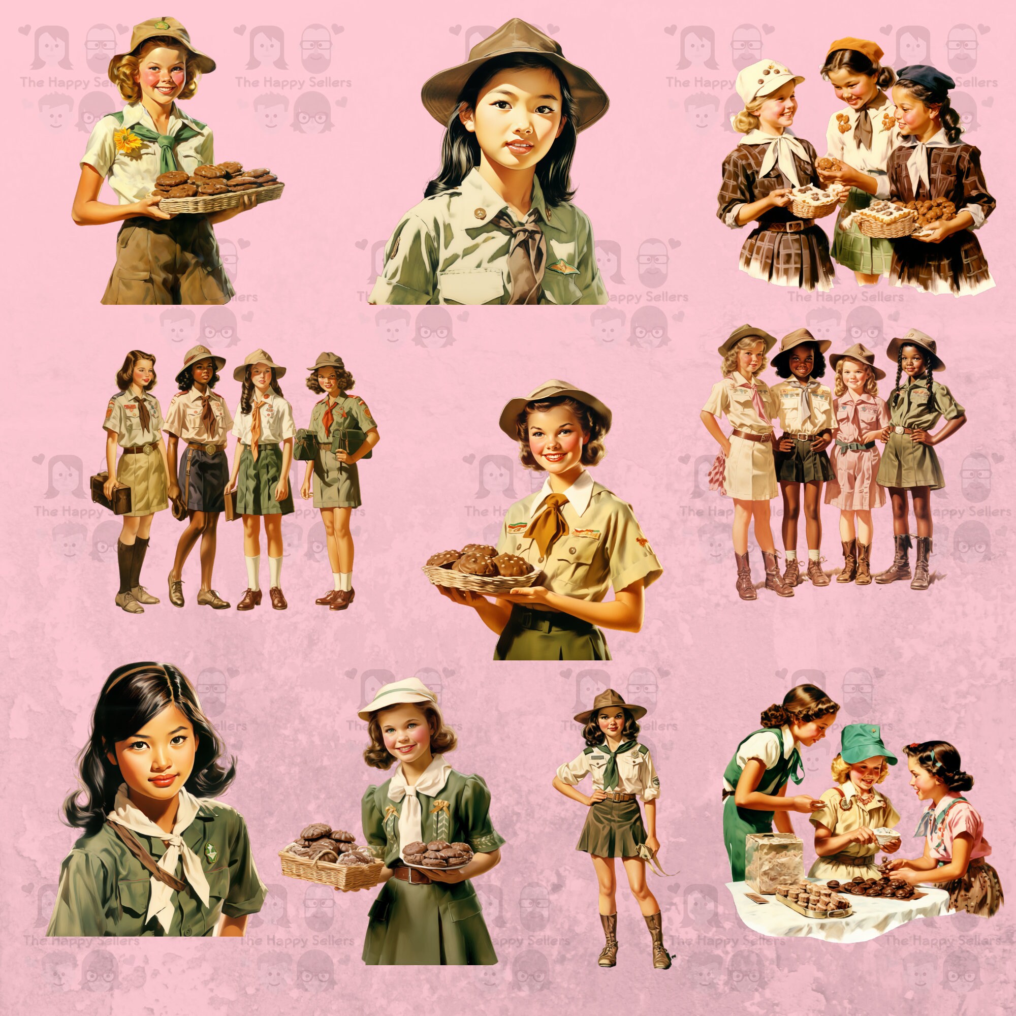 30 Vintage Girl Scouts Clipart Pack INSTANT DOWNLOAD 30 Charming Girl ...